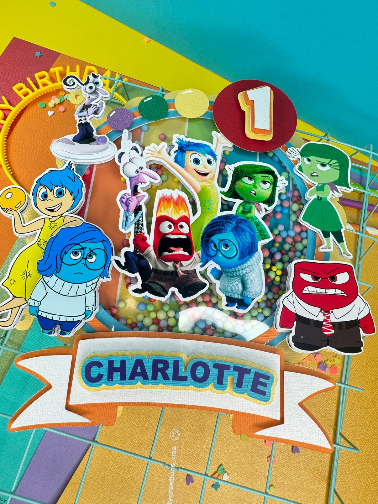 Inside out cake topper / Inside out disney party – KariCreativeParty