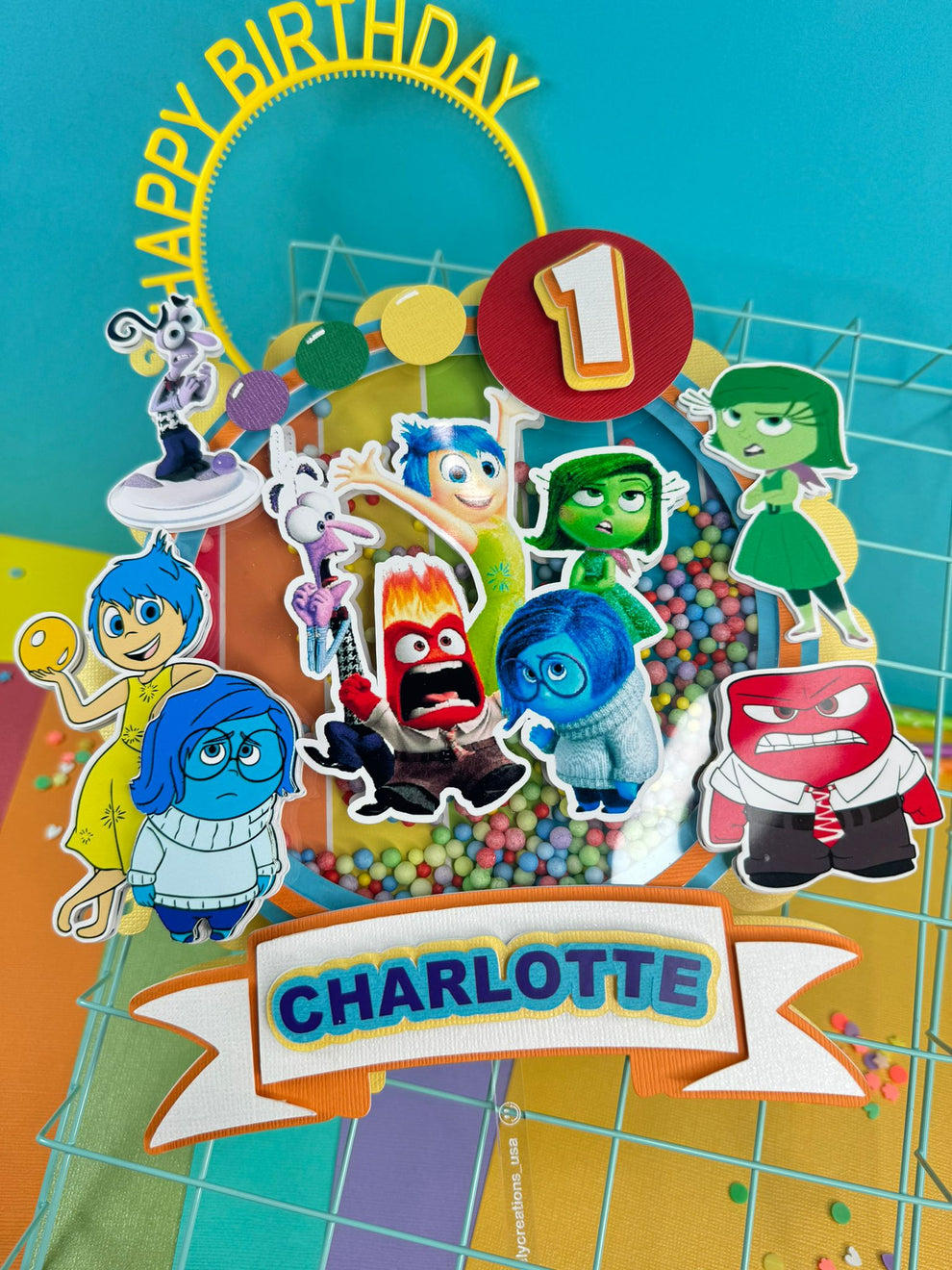 Inside out cake topper / Inside out disney party – KariCreativeParty